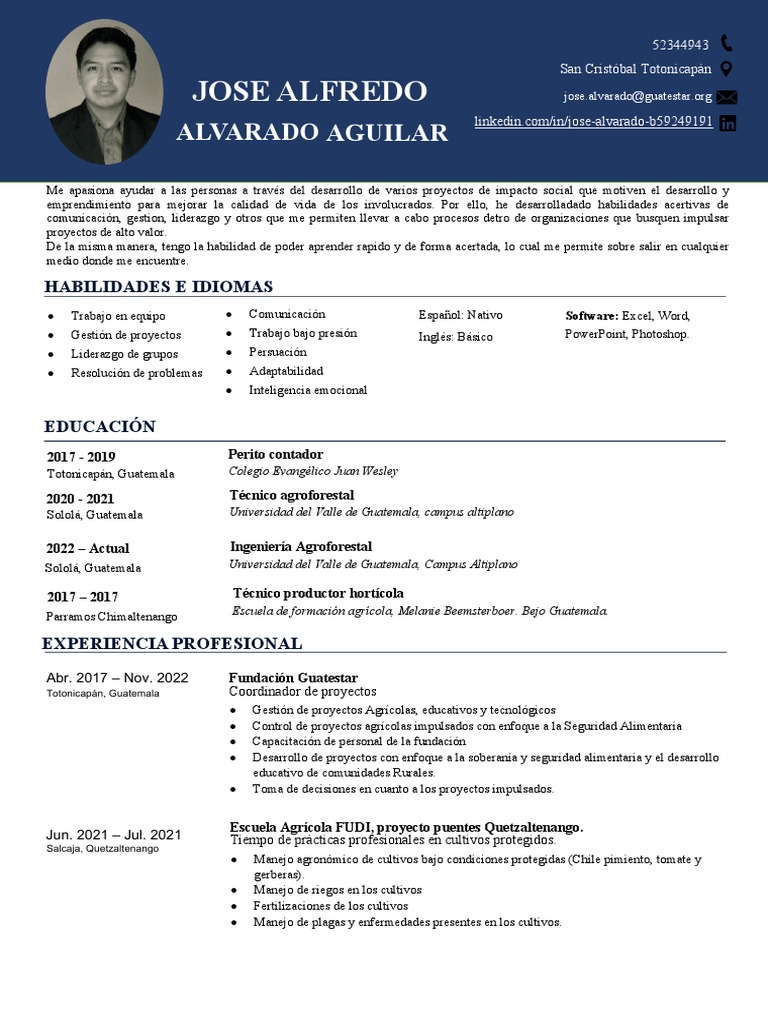 CV, José Alfredo Alvarado Aguilar | PDF