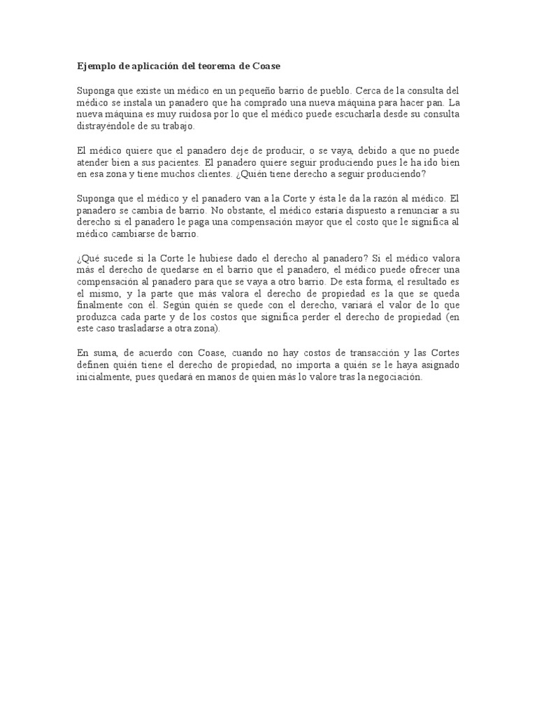 Ejemplo del teorema de Coase en acción | PDF