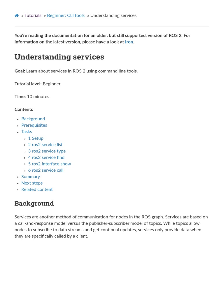 Understanding Services - ROS 2 Documentation - Humble Documentation | PDF