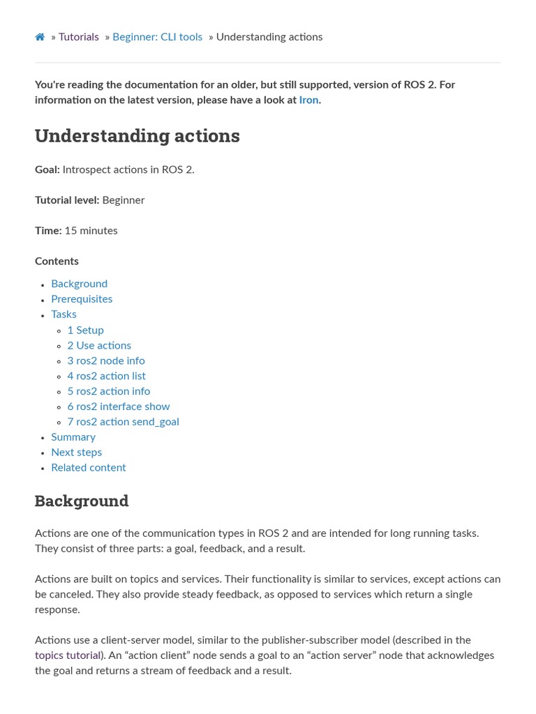 Understanding Actions - ROS 2 Documentation - Humble Documentation | PDF | Client–Server Model ...