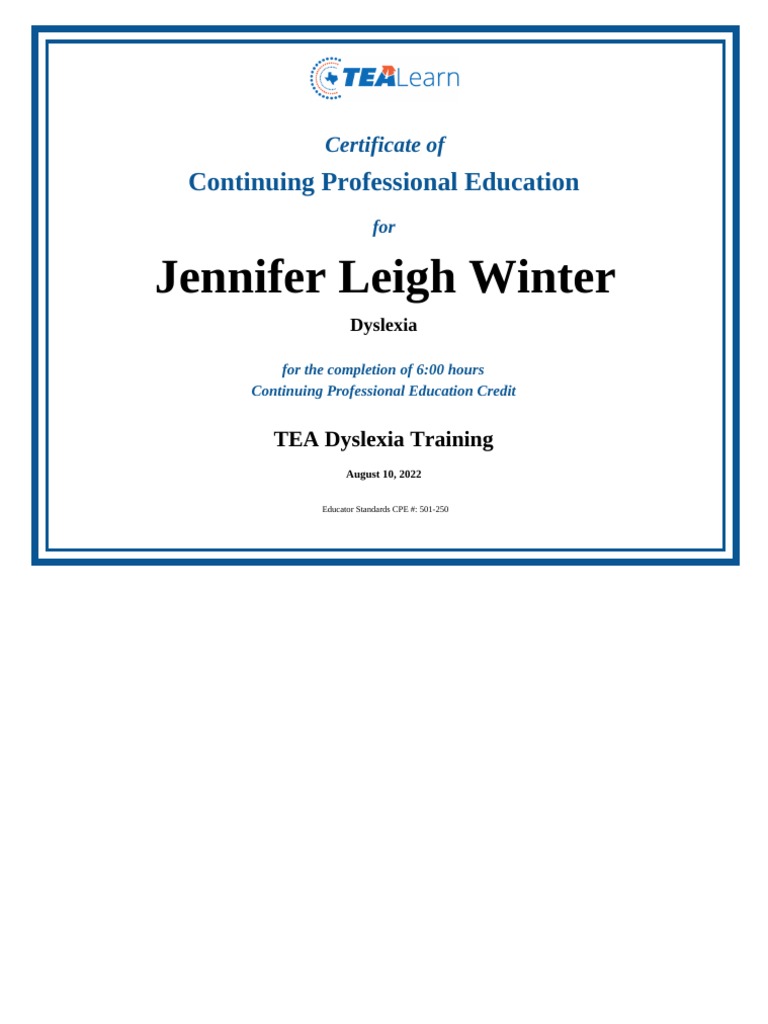 Dyslexia Training Certificate | PDF