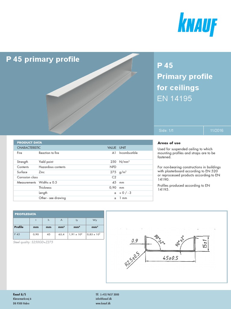 Knauf P 45 Ceiling Profile Data | PDF
