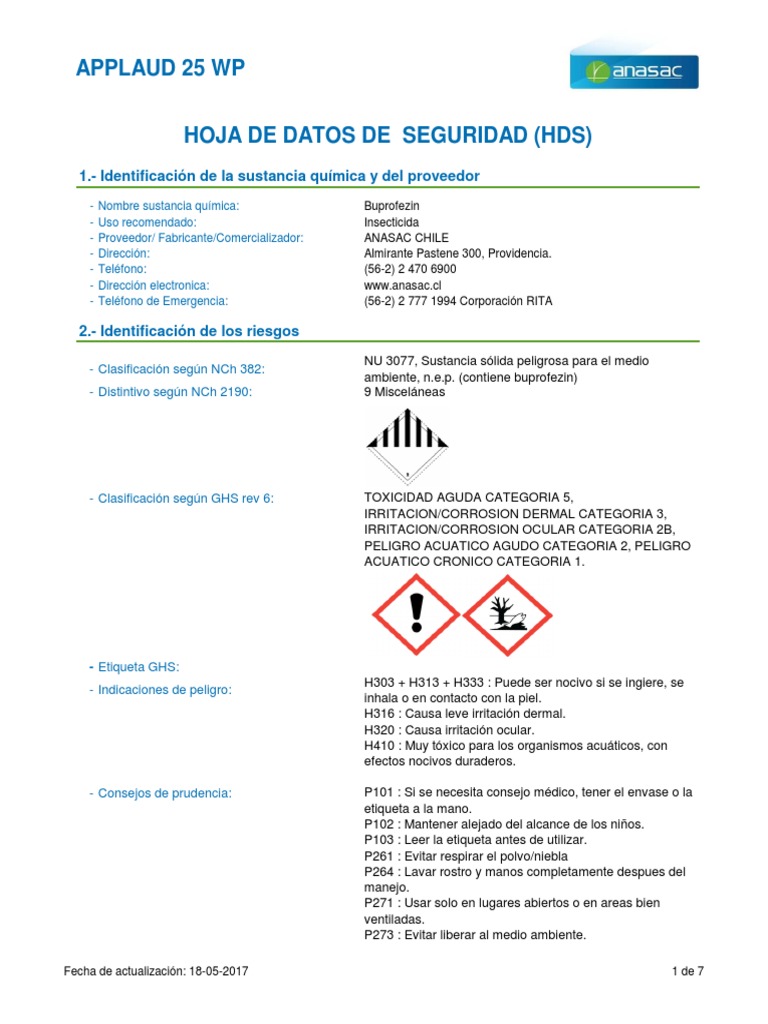 Hds Applaud-25-Wp Insecticida Verde | PDF | Combustión | Agua