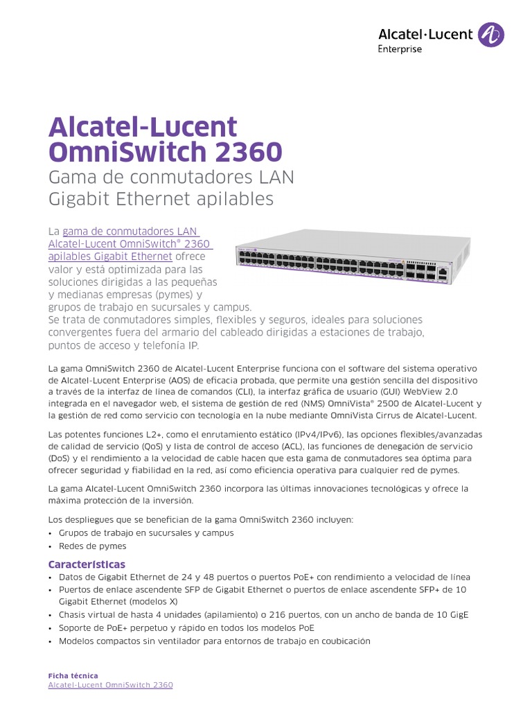 Omniswitch 2360 Datasheet Es | PDF