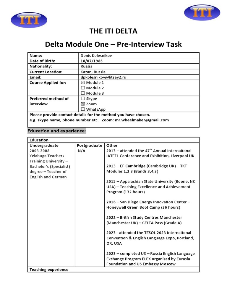 Delta Module 1 Pre-Interview Task | PDF