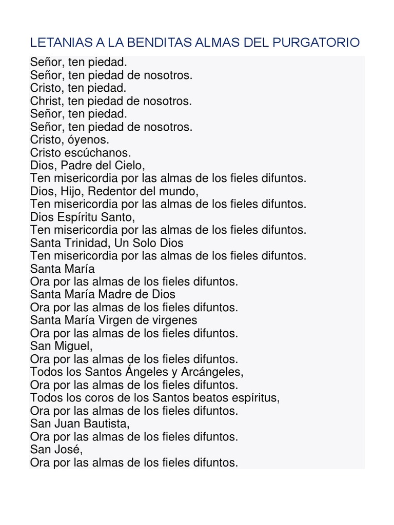 Letanias A La Benditas Almas Del Purgatorio | PDF | Cristo (título ...