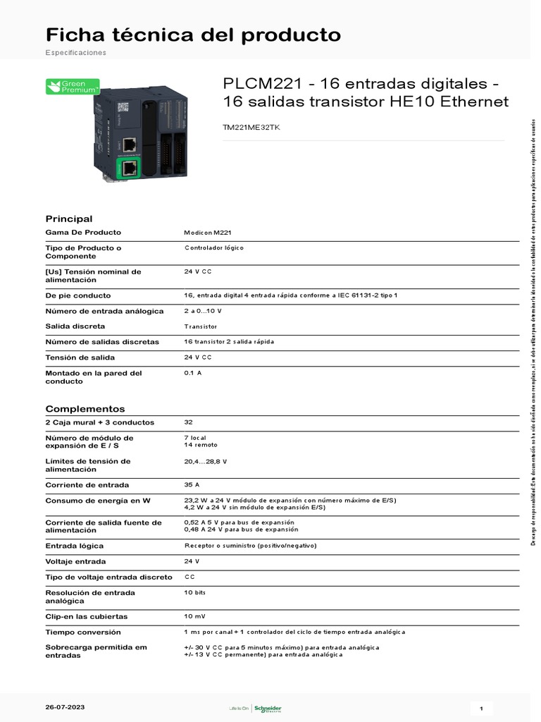 Logic Controller - Modicon M221 - TM221ME32TK | PDF