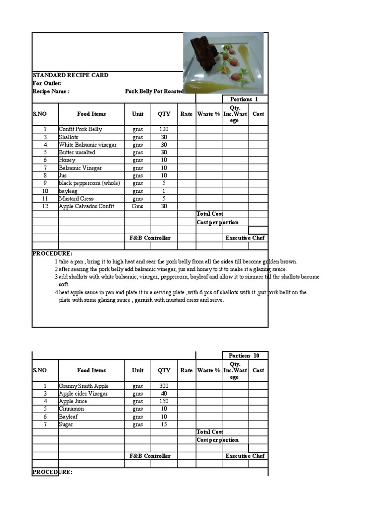 Pork Belly Pot Roast Recipe Card | PDF