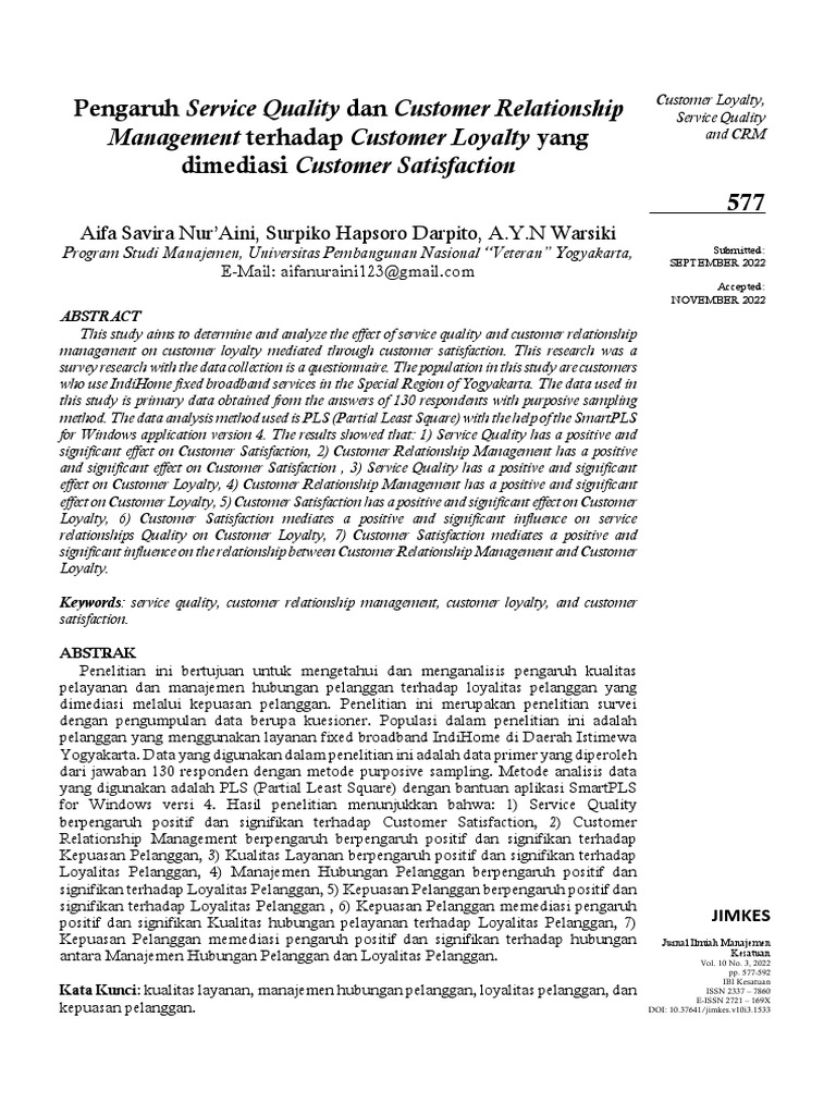 Management Terhadap Customer Loyalty Yang | PDF