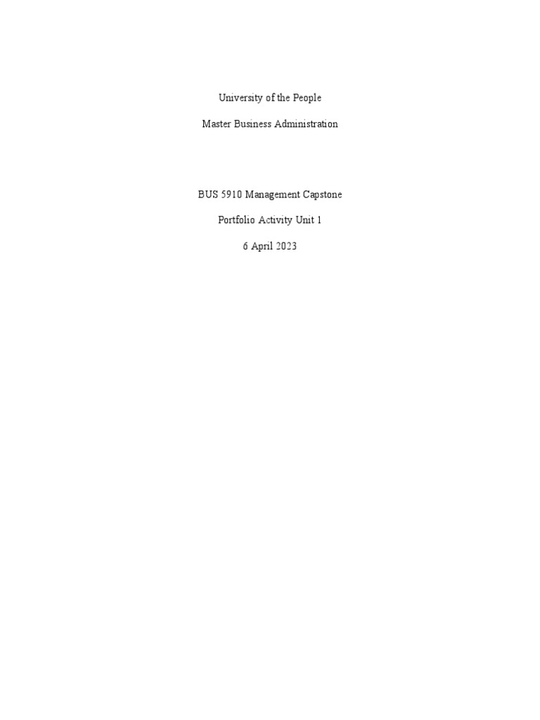 Portfolio Written Assignment 1 | PDF | Business Model | Innovation