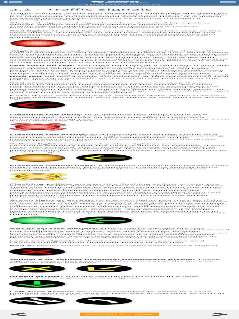 Virginia DMV Traffic Signals Guide | PDF | Intersection (Road ...