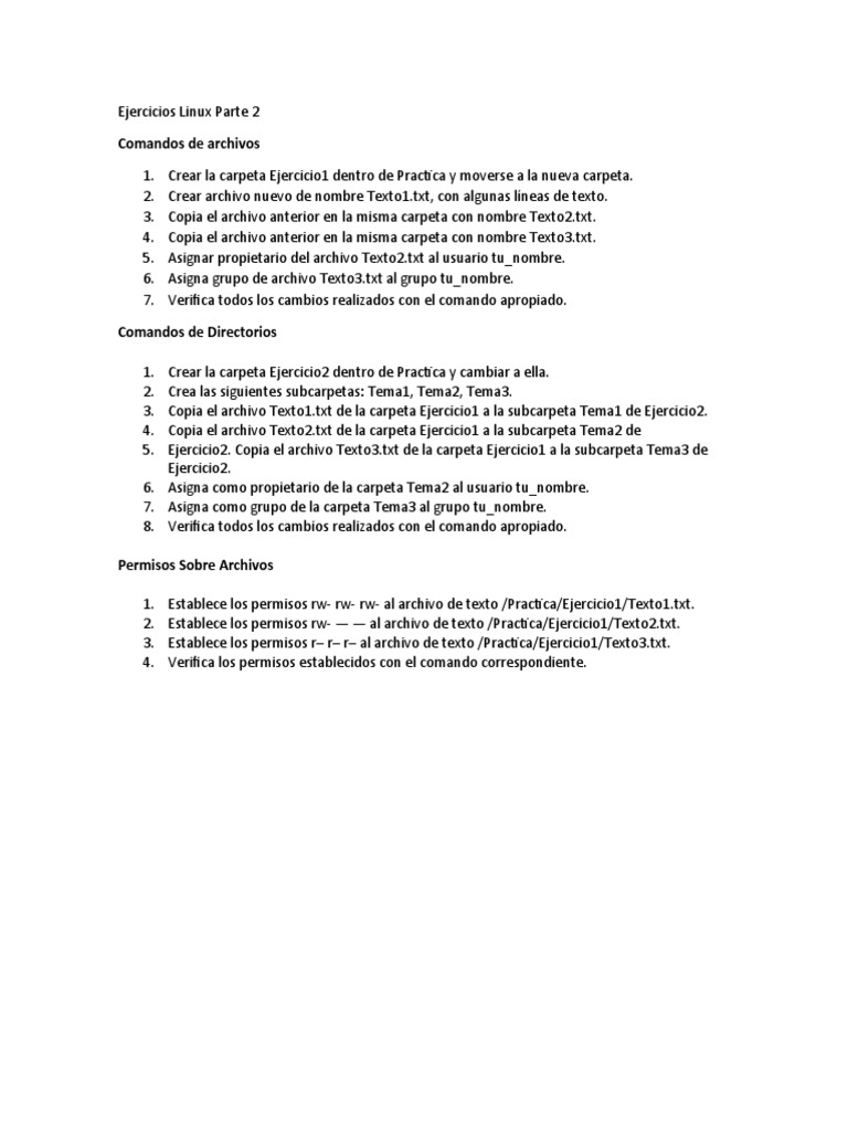 Ejercicios Linux Parte 2 | PDF