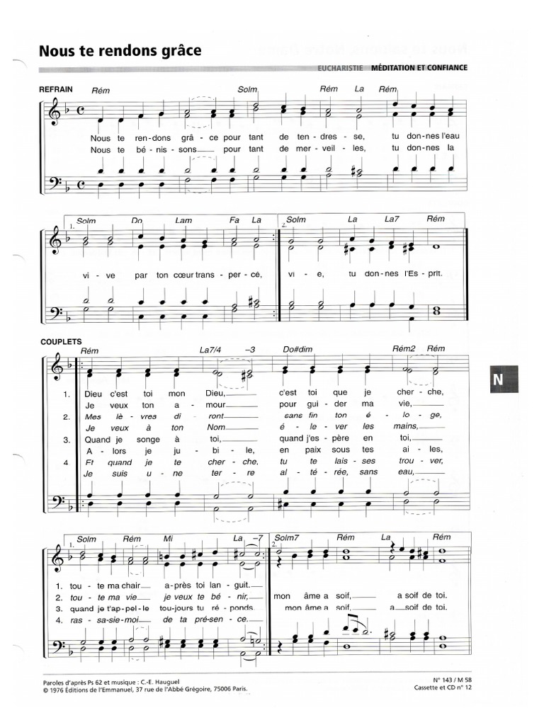 Nous Te Rendons Grace - MY 058 | PDF