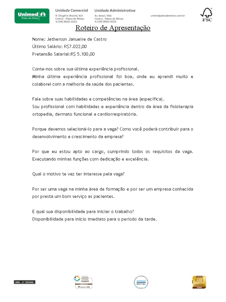 Roteiro de Apresentacao | PDF