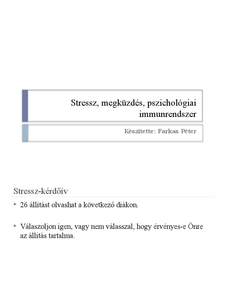 Stressz, Megküzdés, Pszichológiai Immunrendszer | PDF