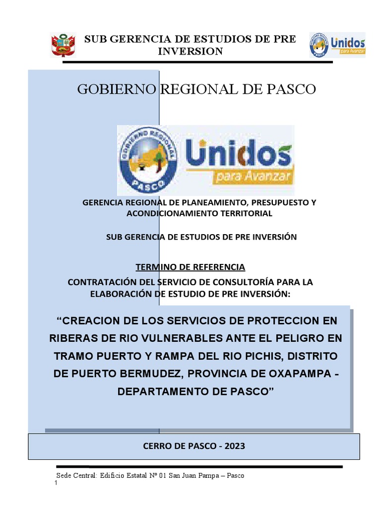 01 TDR Defensa Ribereña Riopichis - Ptob | PDF