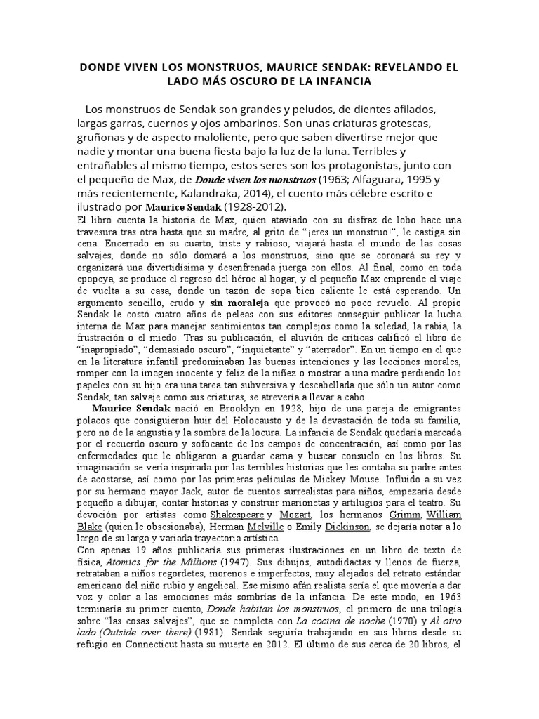 DONDE VIVEN LOS MONSTRUOS - Análisis | PDF | Las emociones