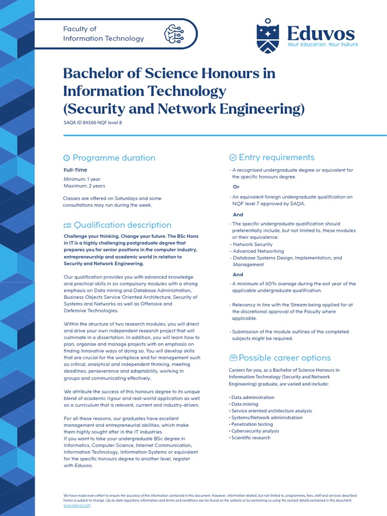 Bachelor of Science Honours in Information Technology (Security and Network Engineering) - 1 ...