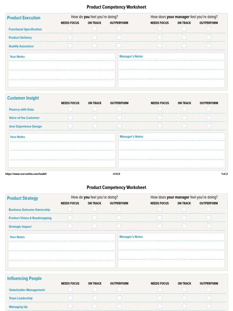 Product Competency Worksheet | PDF