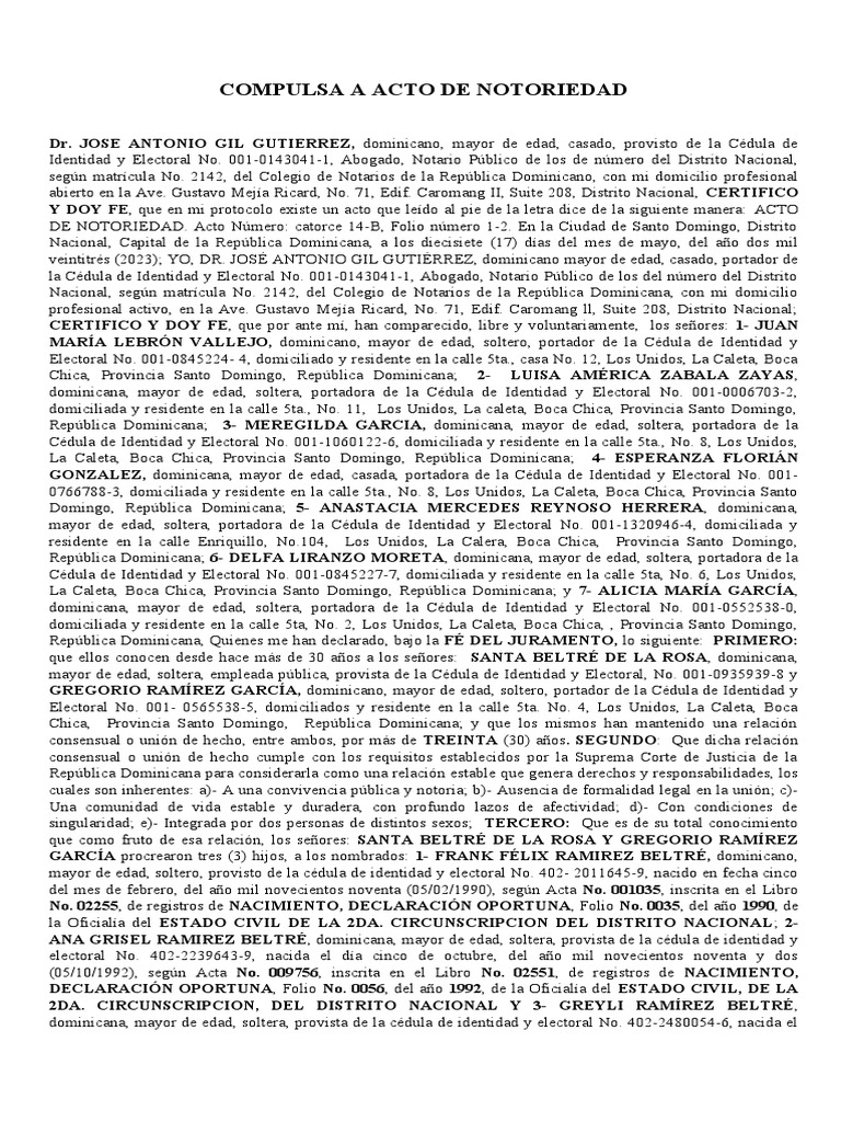 Compulsa A Acto de Notoriedad | PDF