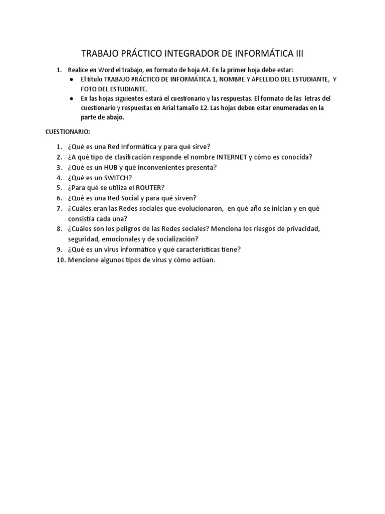 TP Informatica | PDF | Internet | Servicio de redes sociales