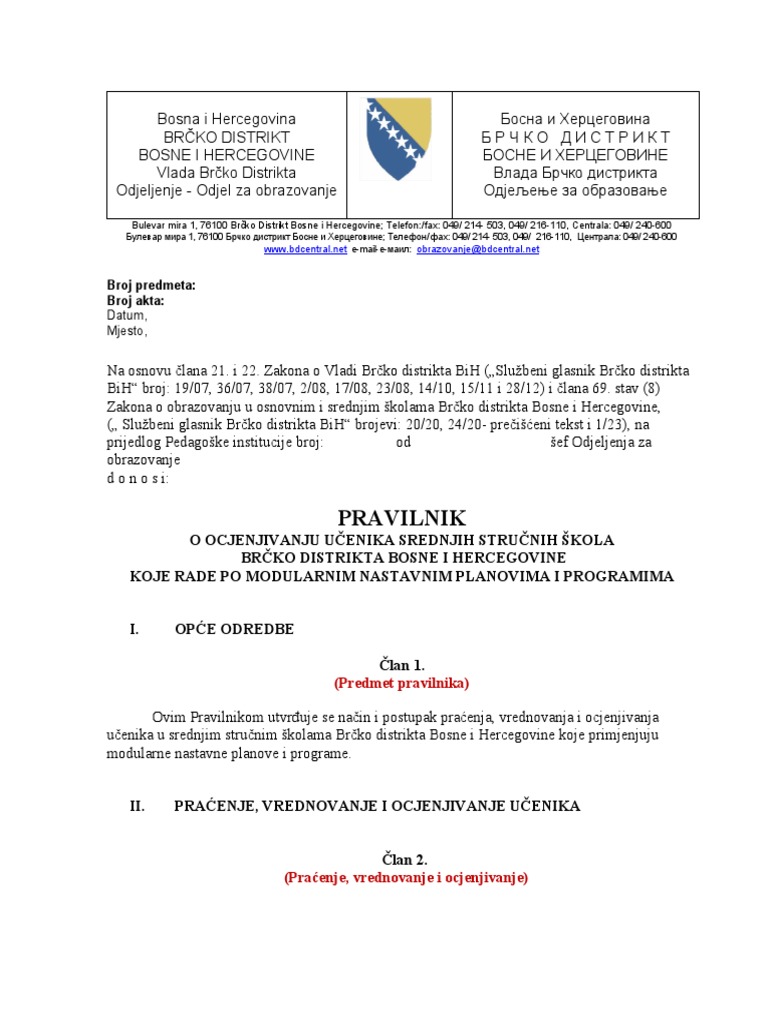 SEJO - Pravilnik o Ocjenjivanju Učenika U Modularnoj Nastavi | PDF