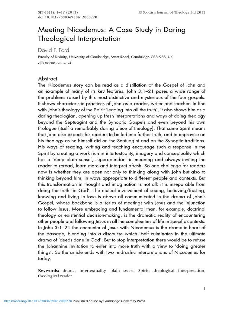 Div Class Title Meeting Nicodemus A Case Study in Daring Theological Interpretation Div | PDF ...