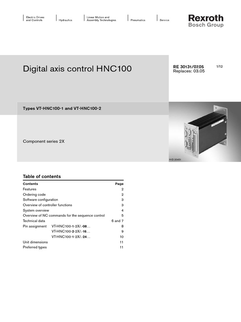 HNC100 Digital Axis Control Overview | PDF