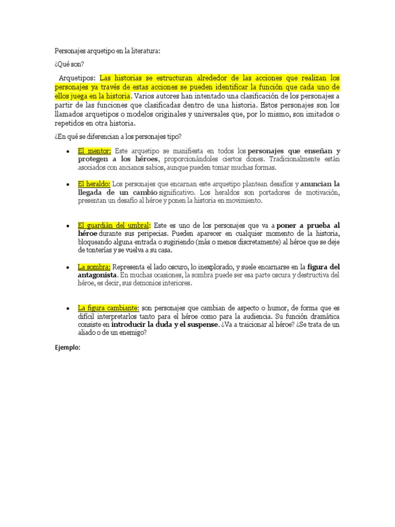 Personajes Arquetipo en La Literatura | PDF