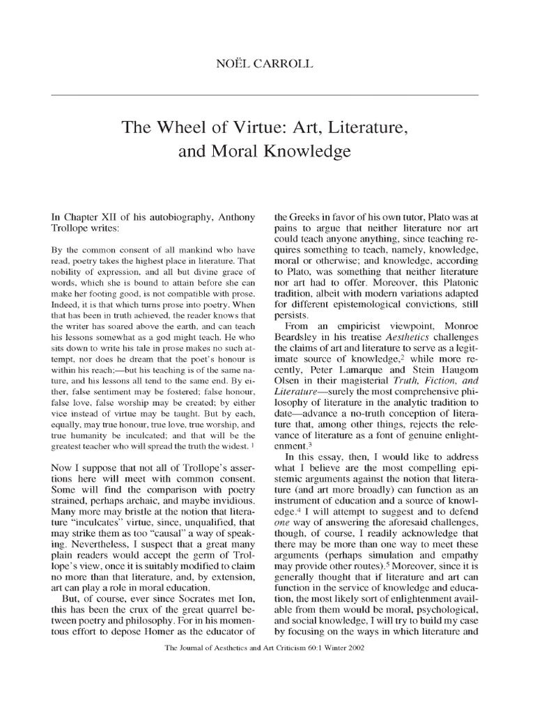 Noel Carroll - The Wheel o F Virtue | PDF