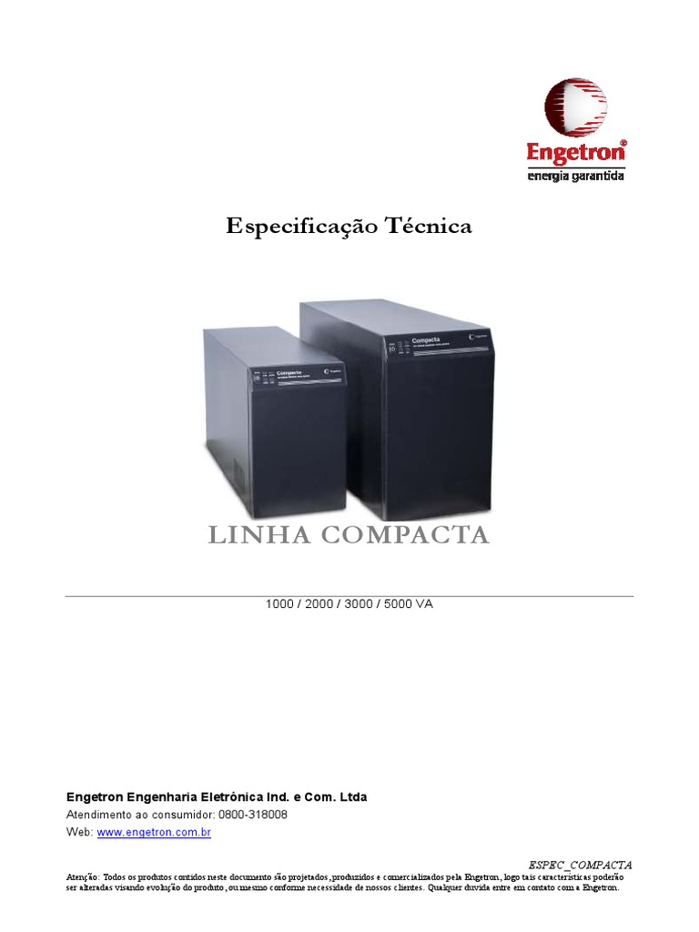 Especificação Técnica Linha Compacta 1000 - 2000 - 3000 - 5000 Va | PDF ...