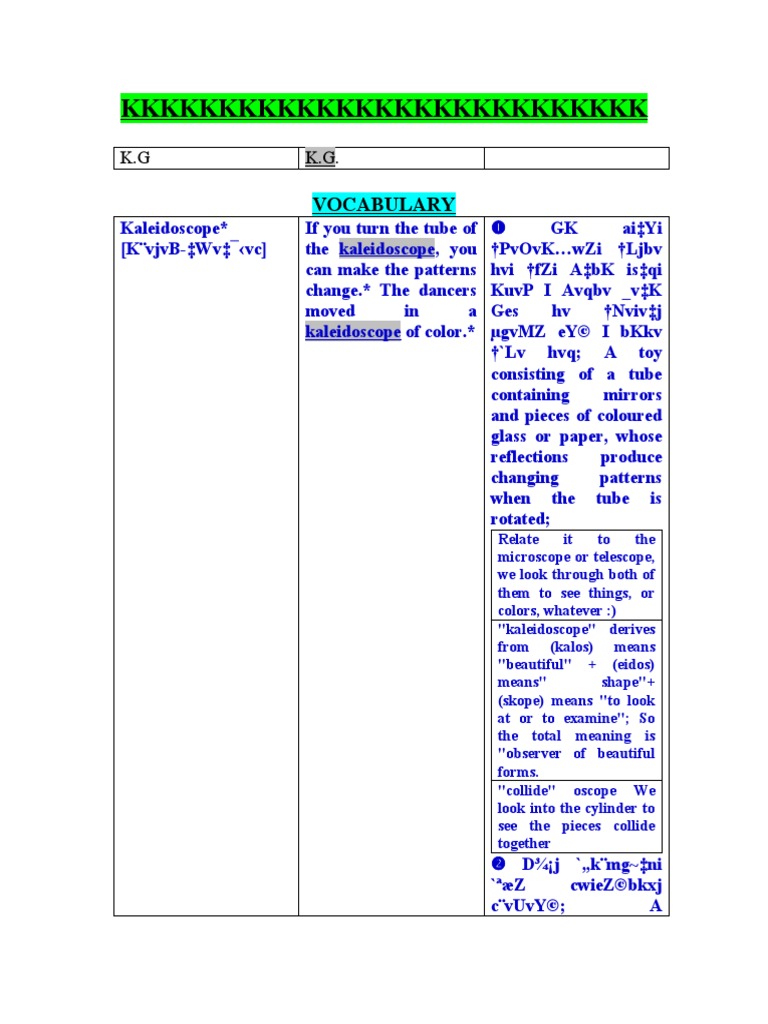 K Vocabulary | PDF