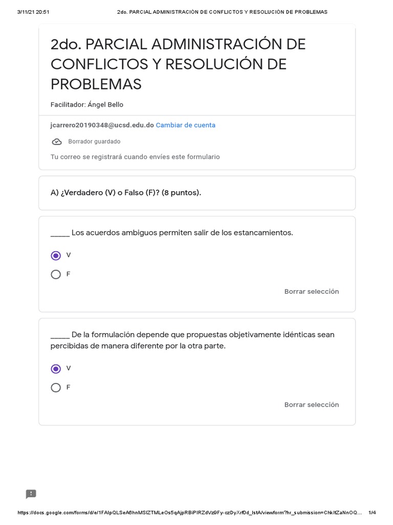 2do. Parcial Administración de Conflictos y Resolución de Problemas | PDF