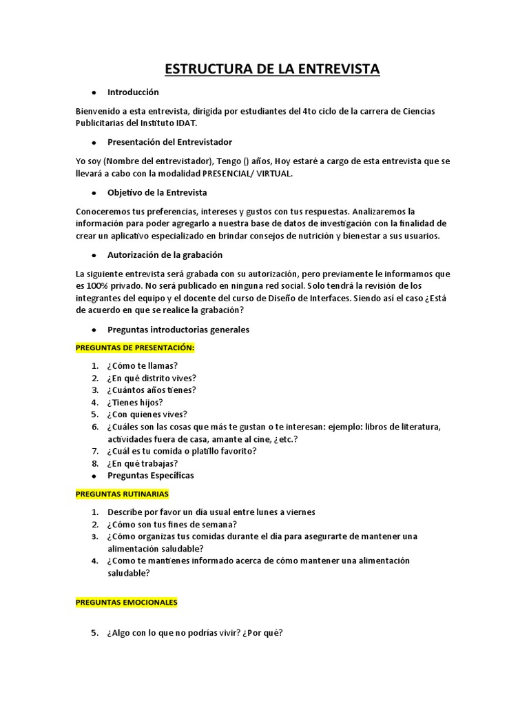 Estructura de La Entrevista | PDF