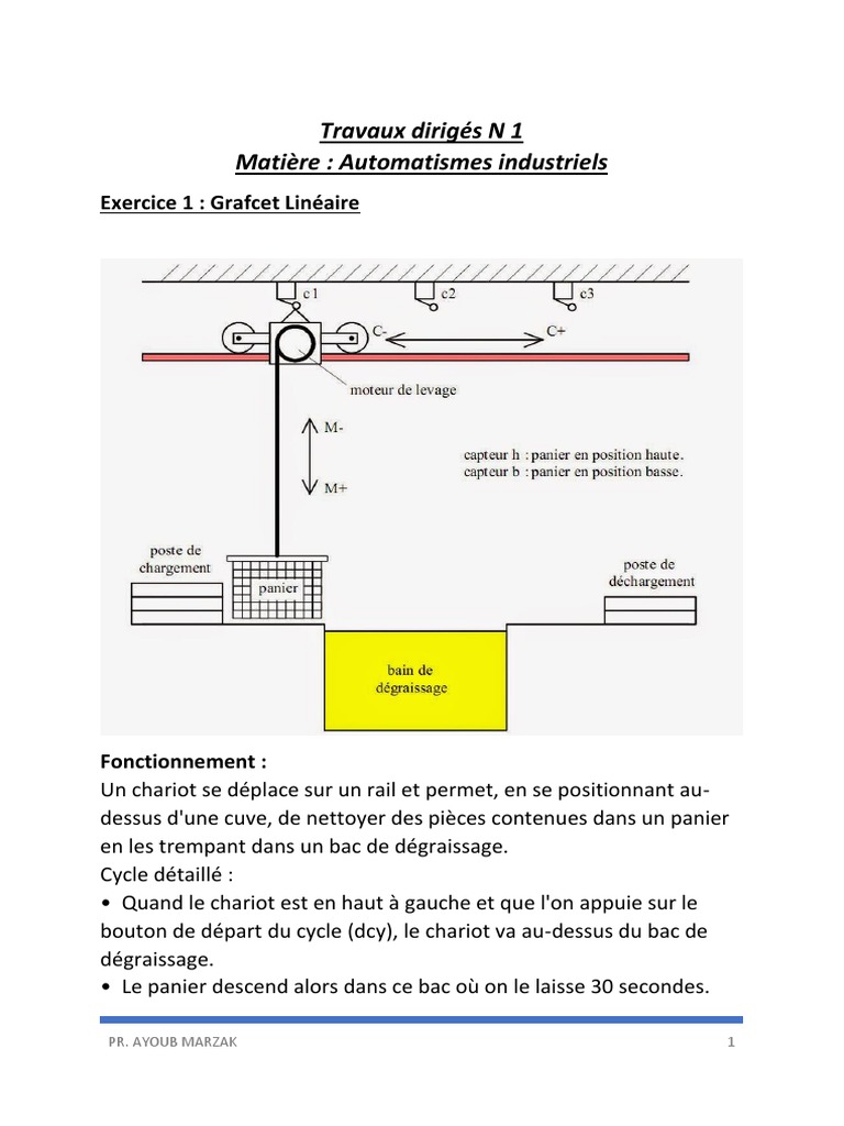 TD1 AUTOMATISMES INDUSTRIELS | PDF