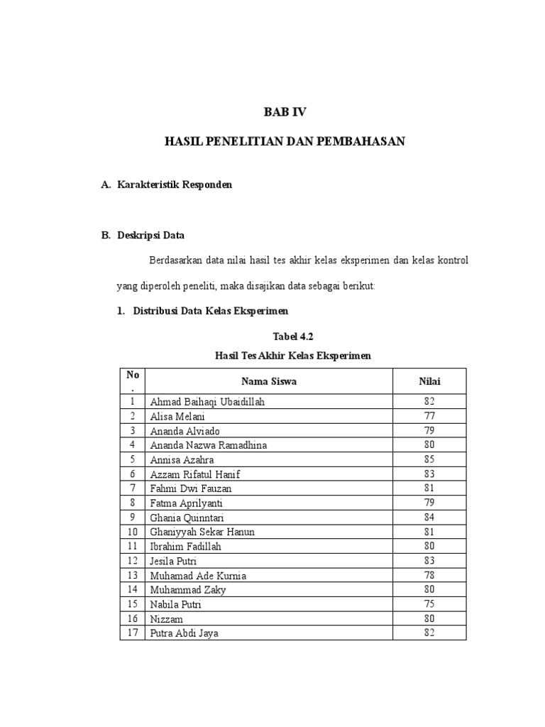 Analisis Hasil Tes Kelas Eksperimen dan Kontrol | PDF
