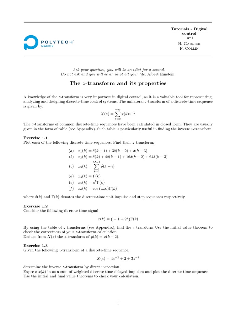 TD-Digital Control 3AI2S | PDF | Control Theory | Electrical Engineering