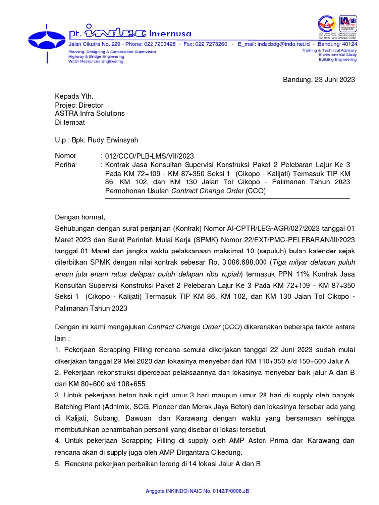 Surat Pengantar CCO Rev | PDF