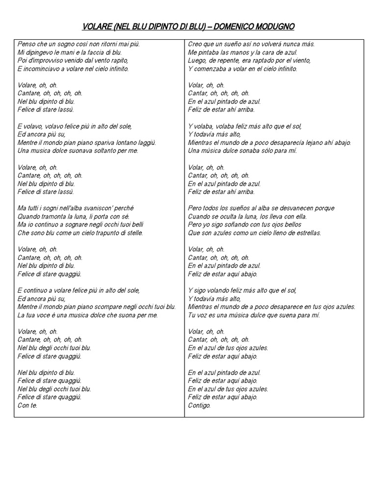 Canción Volare | PDF