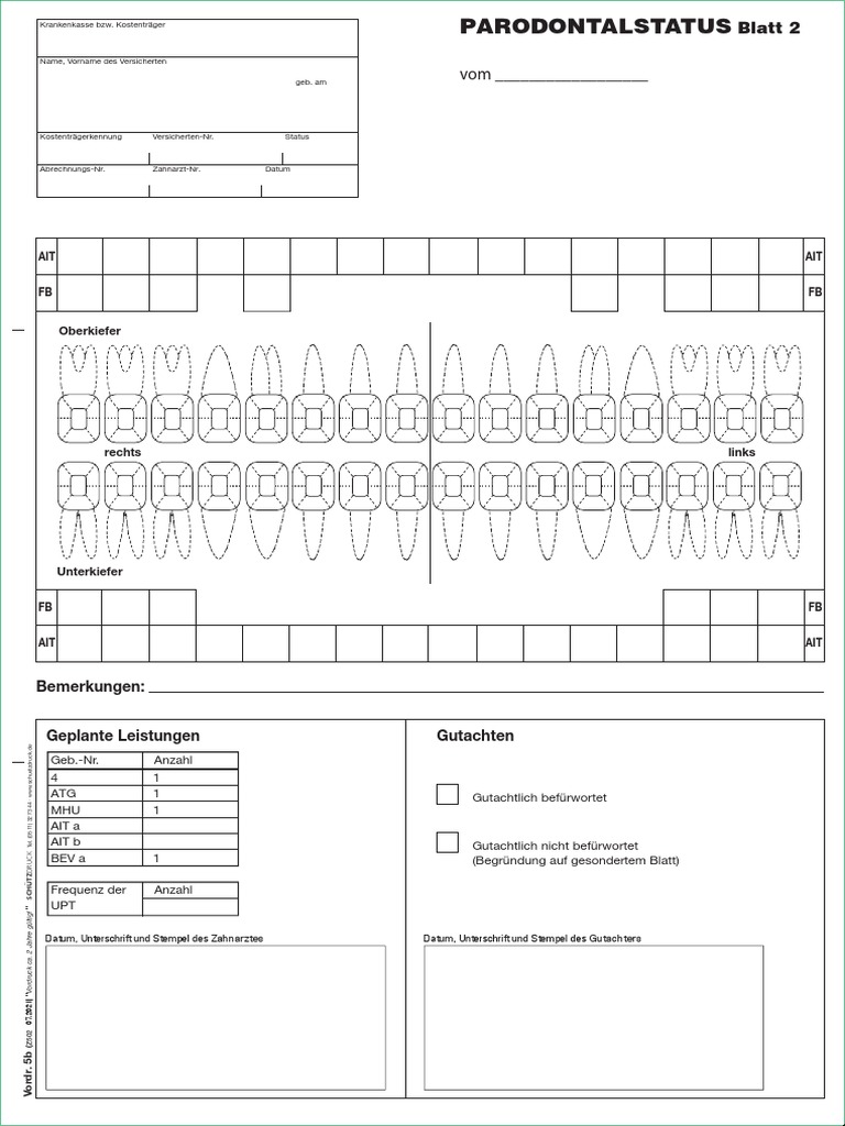 Parodontalstatus - Blatt 2 | PDF