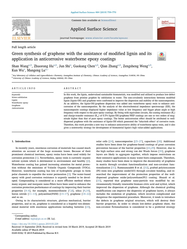 Green Graphene for Anticorrosive Coatings | PDF | Graphene | Composite ...