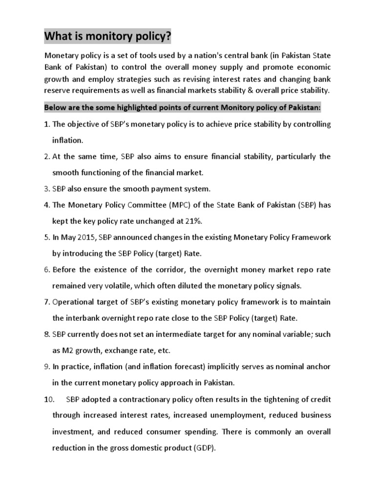 What is Monitory Policy | PDF