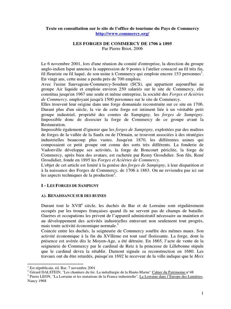 Histoire des Forges de Commercy | PDF | Haut fourneau