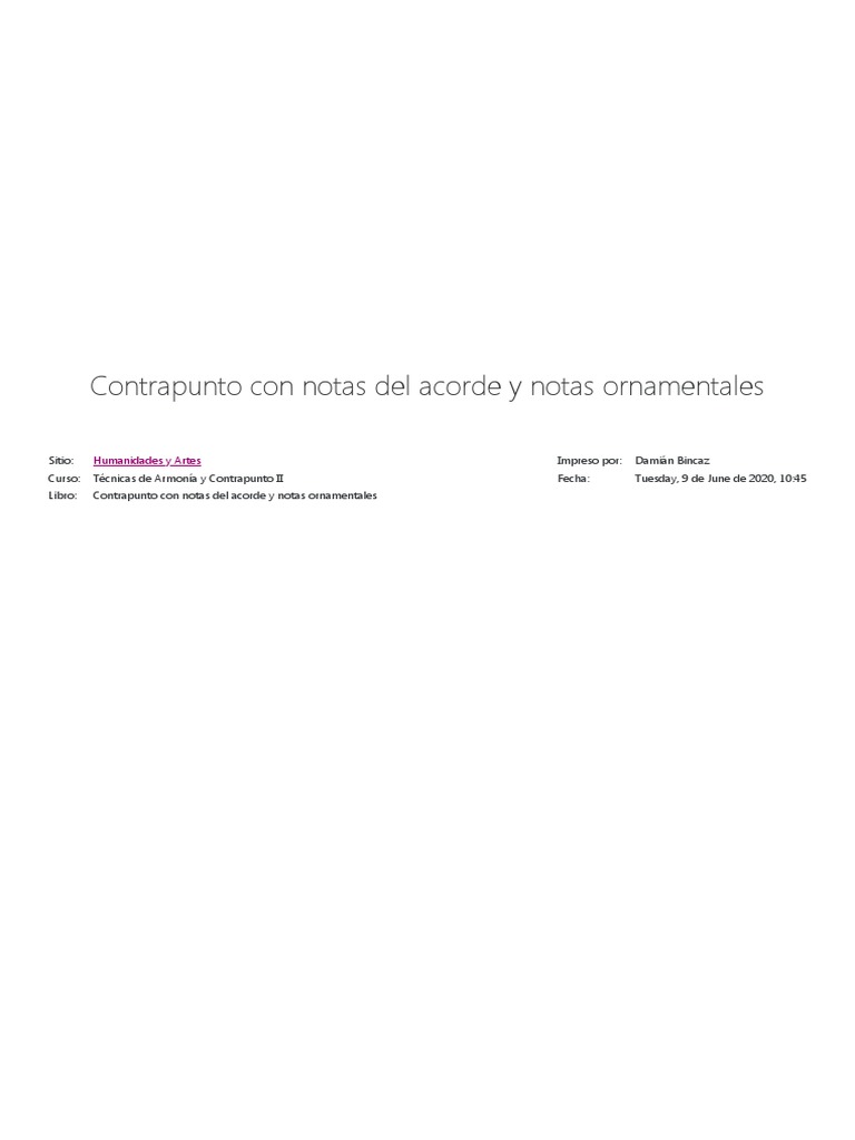 Contrapunto Con Notas Del Acorde y Notas Ornamentales | PDF | Acorde ...