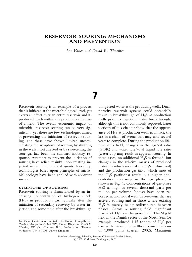 Reservoir Souring Mechanisms and Prevention | PDF | Water | Petroleum ...
