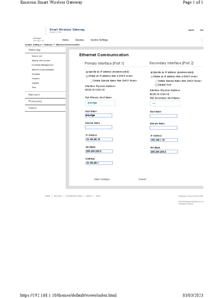 Emerson Smart Wireless Gateway Setup Guide | PDF