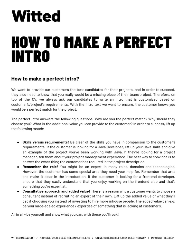 Witted How To Make A Perfect Intro | PDF | Computing