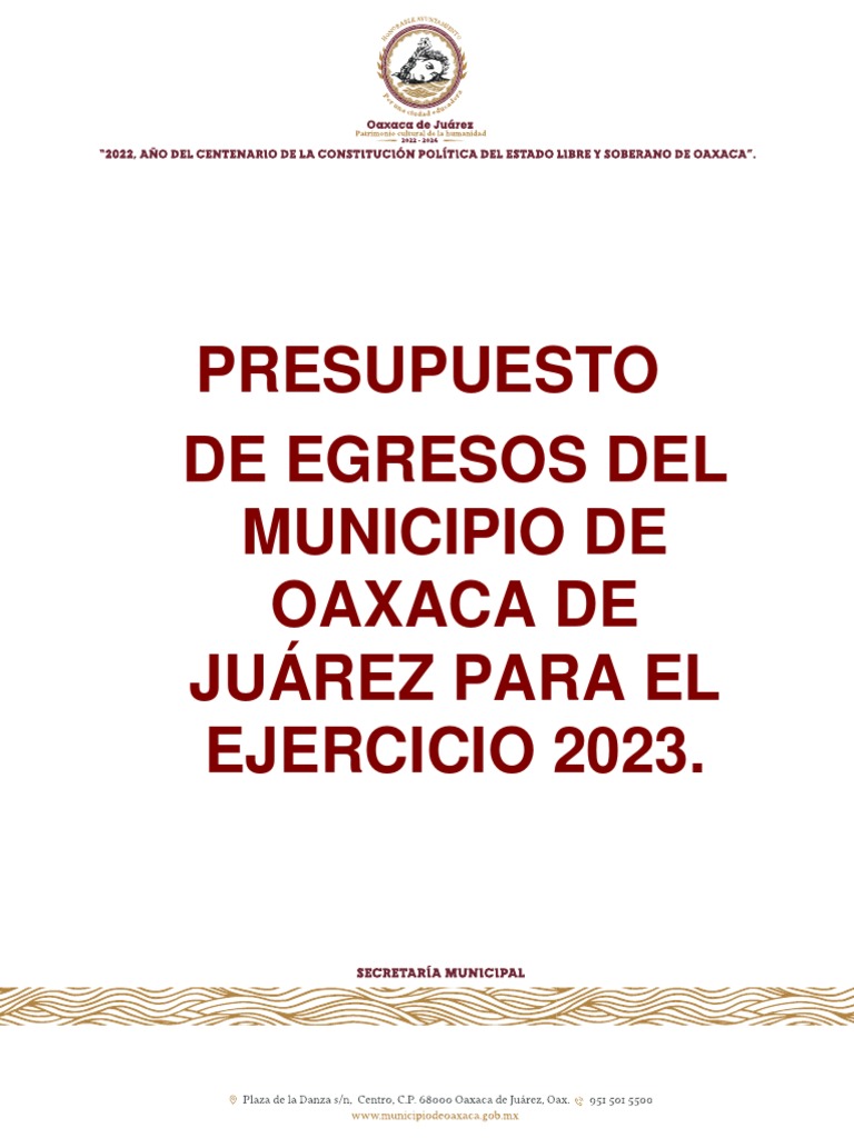 Presupuesto de Egresos 2023 | PDF