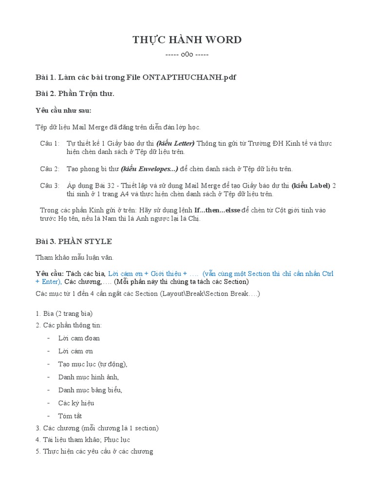 ThucHanh Word-T4 | PDF