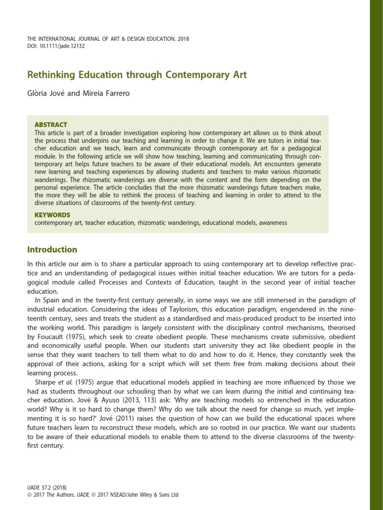 Contemporary Art in Teacher Education | PDF